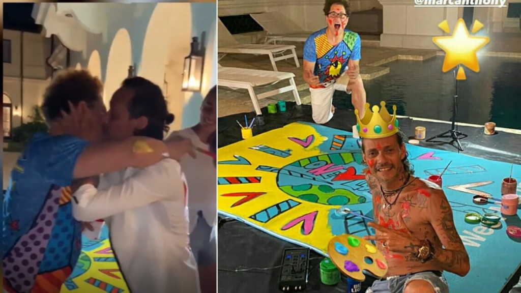 El beso entre Marc Anthony y Romero Britto que causó revuelo en redes ...
